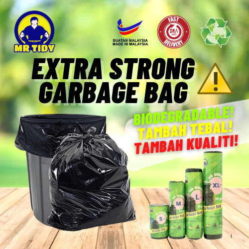 MR TIDY HEAVY DUTY Black Garbage Bag Plastik Sampah Hitam Roll Saiz S ...
