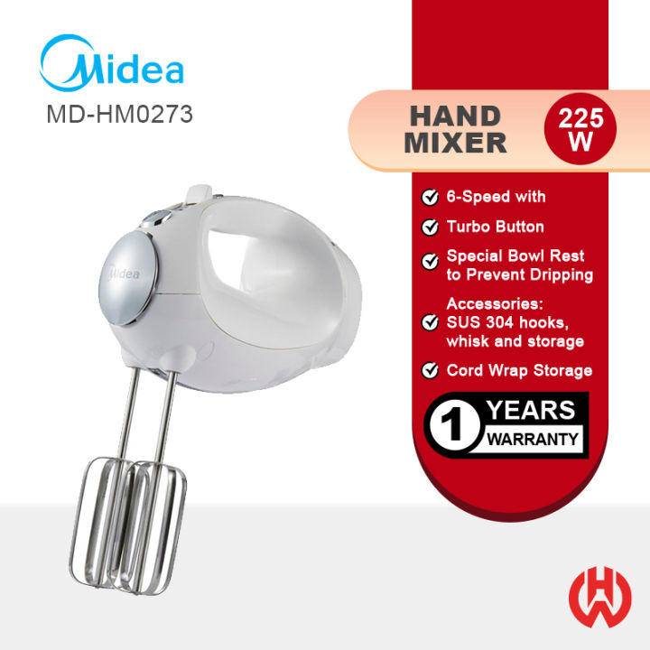 MIDEA 225W 6 SPEED HAND MIXER MD-HM0273 | Lazada