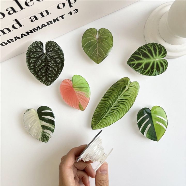 Universal Acrylic Leaf Shape ที่วางแหวนโทรศัพท์มือถือขาตั้งนิ้วพับได้ ...
