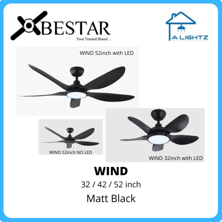 Bestar DC Ceiling Fan Wind 32/42/52inch with 24W 3 Tones LED or No ...