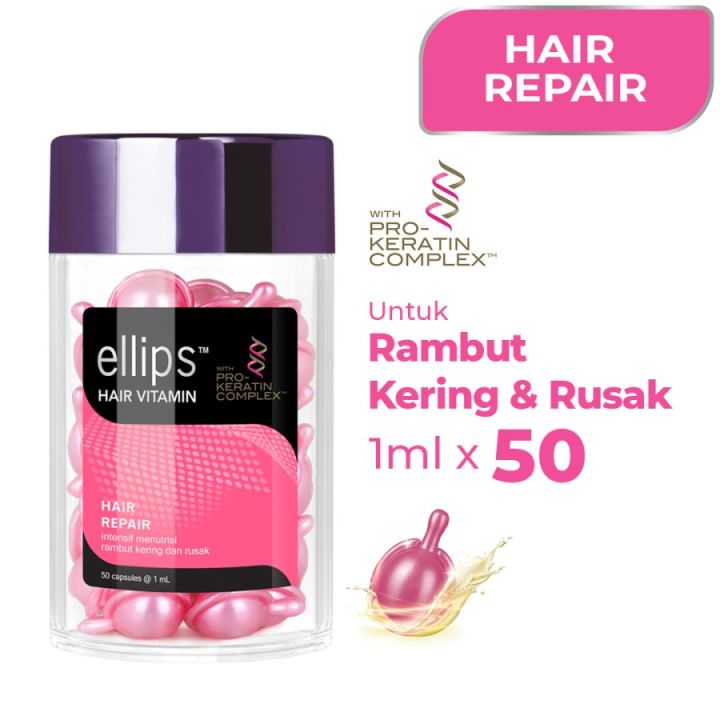 Ellips Hair Vitamin Pro Keratin Hair Repair Botol Jar 50 Kapsul ...