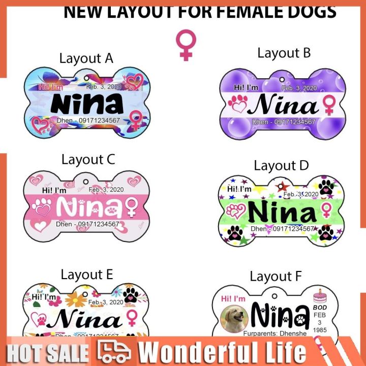 CUSTOMIZED DOG TAGS (FEMALE) - NEWEST LAYOUT | Lazada PH