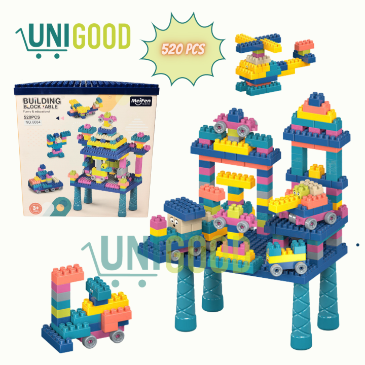 UNIGOOD - Mainan Edukasi Balok Meja Lego Building Block Table | Lazada ...