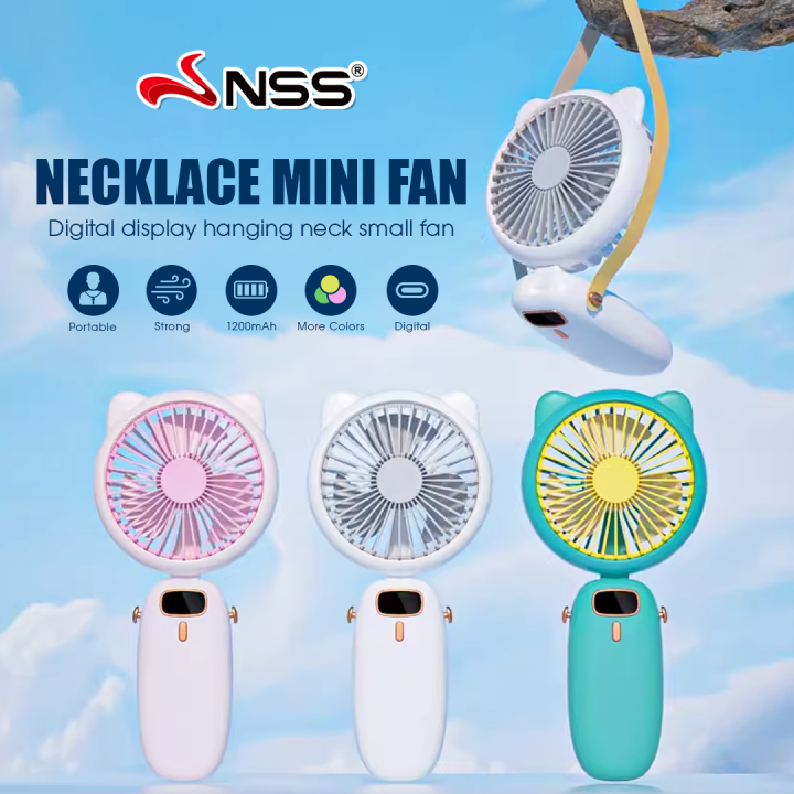 NSS Fan Portable Hanging Neck Fan Outdoor Sports Electric Fan Folding ...