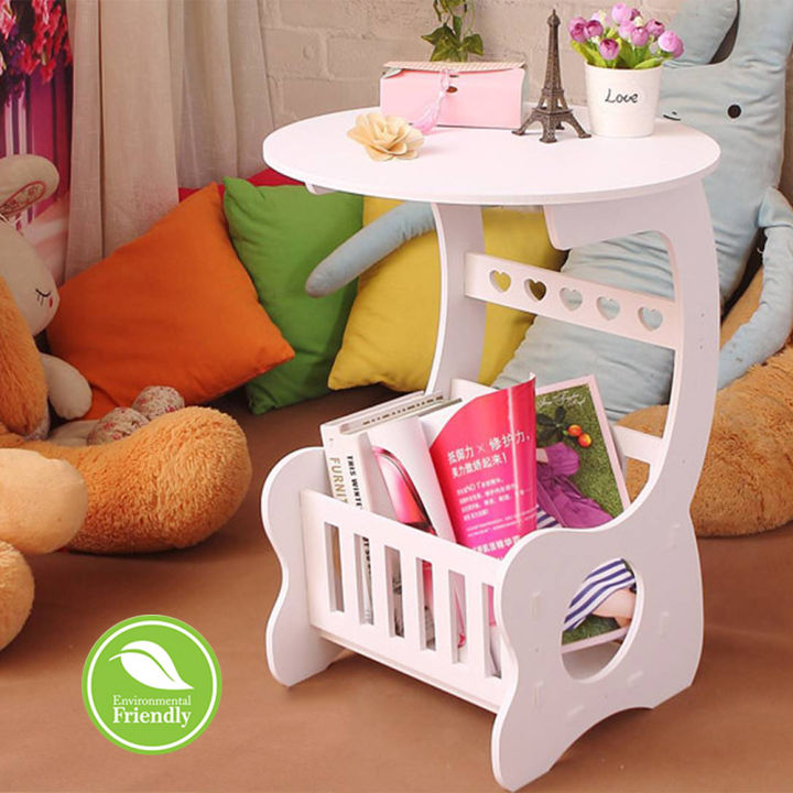 Cassa Frenchi Coffee Magazine Book Rack Round End Side Table (White ...