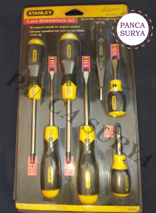 Obeng Set Stanley 6 pcs Free Digital Tes Pen | Lazada Indonesia