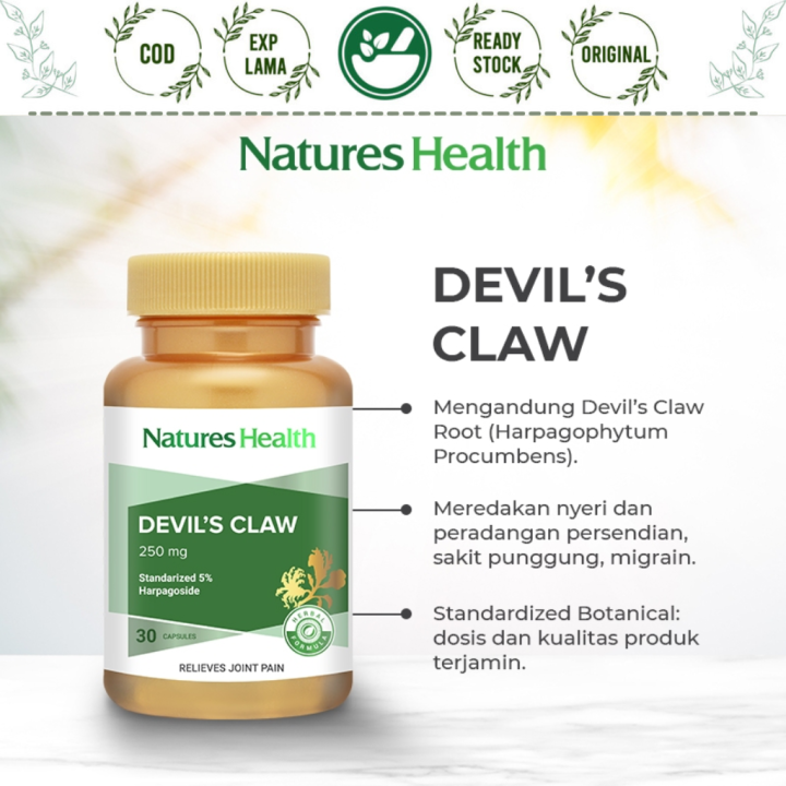 NATURES HEALTH DEVIL CLAW 30 KAPSUL NATURE HEALTH HARPAGOSIDE DEVIL'S CLAW SAKIT PUNGGUNG SENDI ...