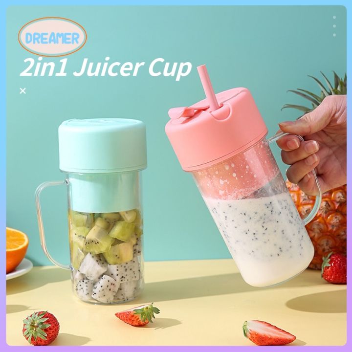 Rechargeable 420ml Juicer Blender Portable Cup With Straw USB Fruit Juice 6 Blade Blender ...