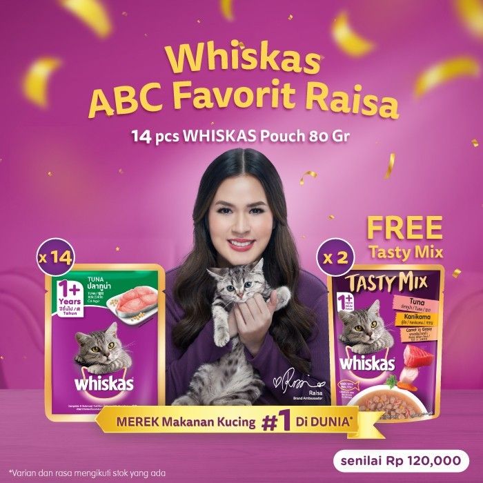 [WHISKAS ABC FAVORIT RAISA] Whiskas Pouch 14 Pcs - FREE GIFTS | Lazada ...