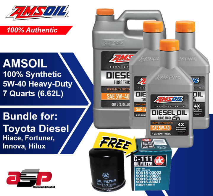 AMSOIL Heavy-Duty 100% Synthetic Diesel Engine Oil 5W-40 7 Quarts ...