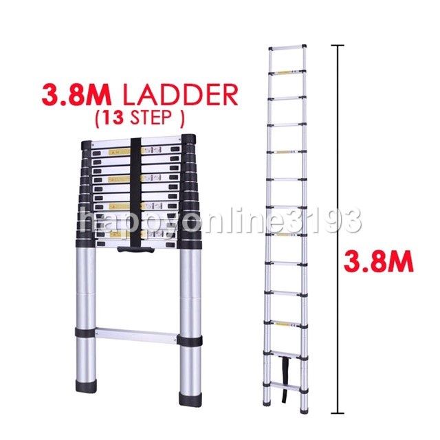 HIGH QUALITY ALUMINIUM TELESCOPIC EXTENDABLE LADDER 3.8M WITH 13 STEPS ...
