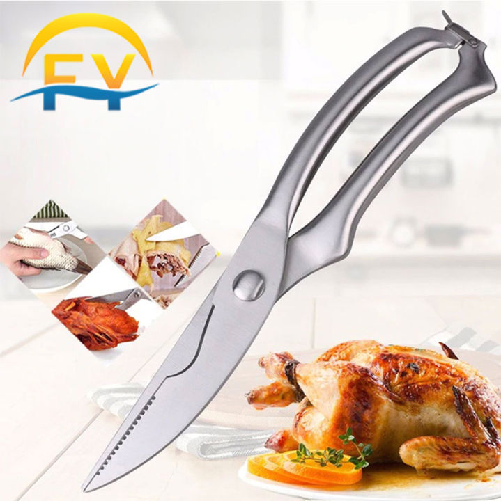 FY Heavy Duty Kitchen Scissor Stainless Steel Chicken Fish Bone ...