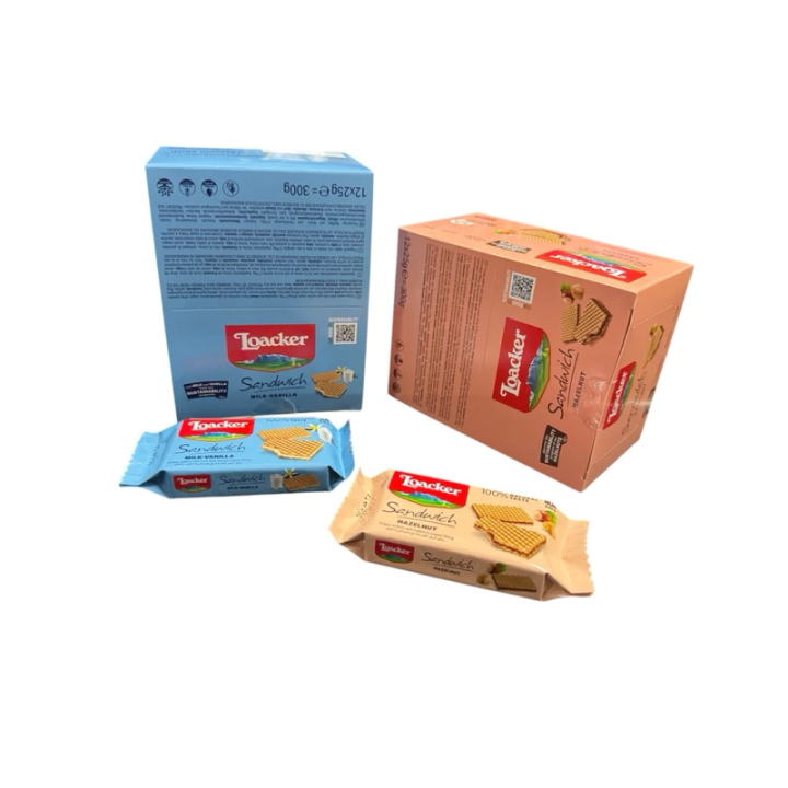 Loacker Sandwich Hazelnut | Vanilla Milk 12x25g | Lazada