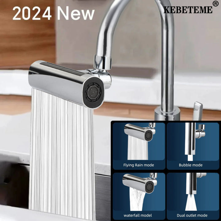 KEBETEME 4 Modes Waterfall Faucet Sink Water Tap Rotation Tap 360 ...
