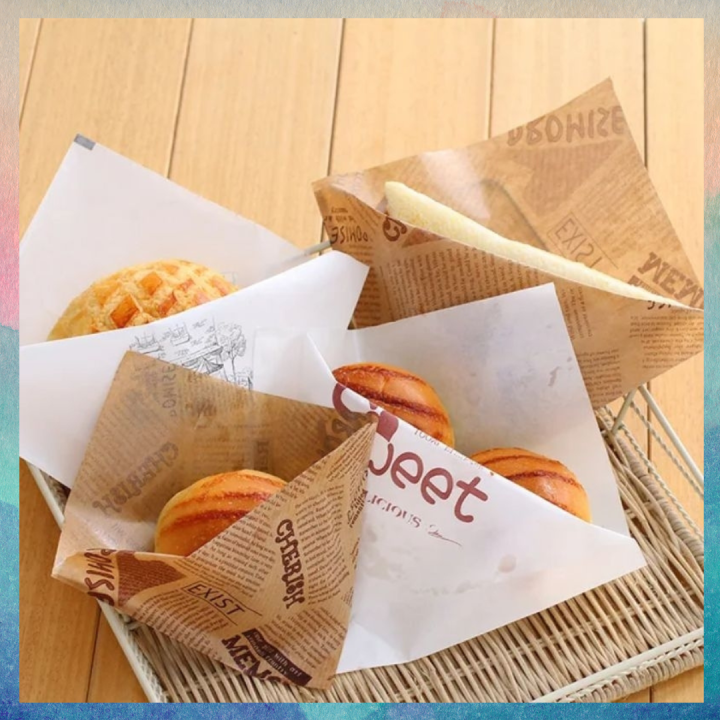 (LAZ 5) Paper Pouch Wrapper 6x6inches for Donuts Cookies Breads Burger ...