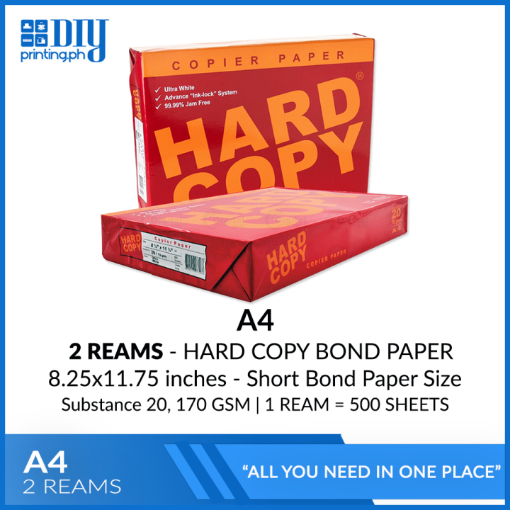 Hard Copy Bond Paper - 2 Reams A4 Bond Paper Size - 8.25x11.75 inches ...