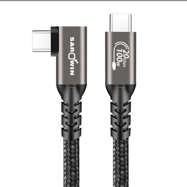 SAROWIN Type C to C Cable *L Shape *4K 20GB Data Transfer *100W Super ...