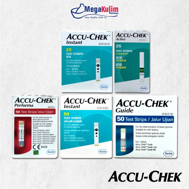 Accu Chek Test Strips 25's & 50's (Performa / Guide / Instant / Active ...