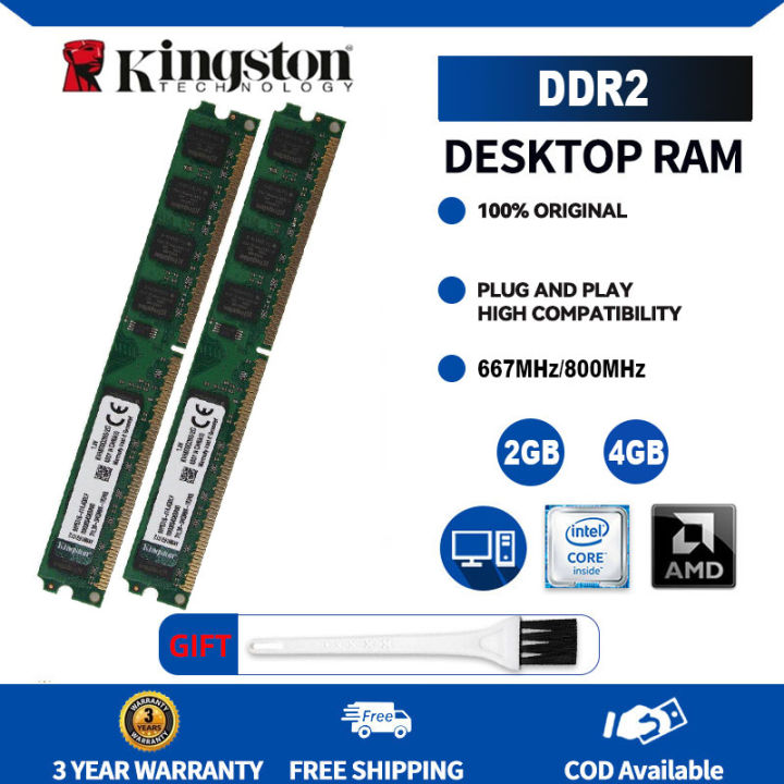 Kingston 4GB 2PCS 2GB DDR2 667MHz 800MHz Desktop Memory RAM Memoria ...