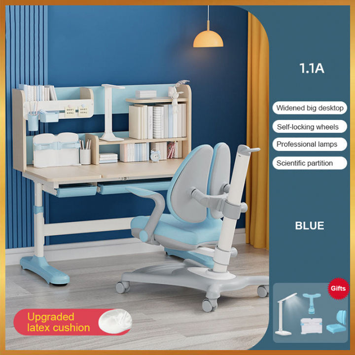 Kids Functional Desk and Chair Set, Kids Table Height Adjustable ...