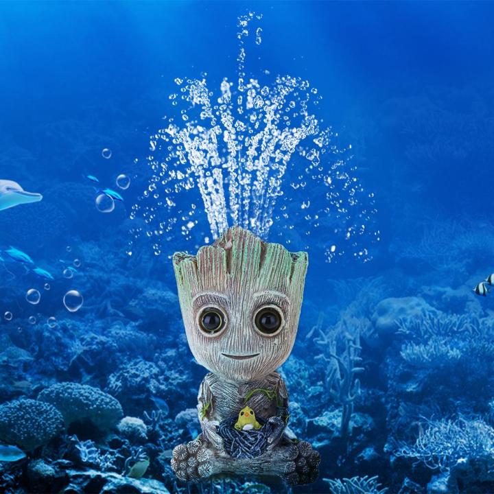 Cute Mini Tree Man Fish Tank Oxygen Air Pump Bubble Stone Aquarium ...