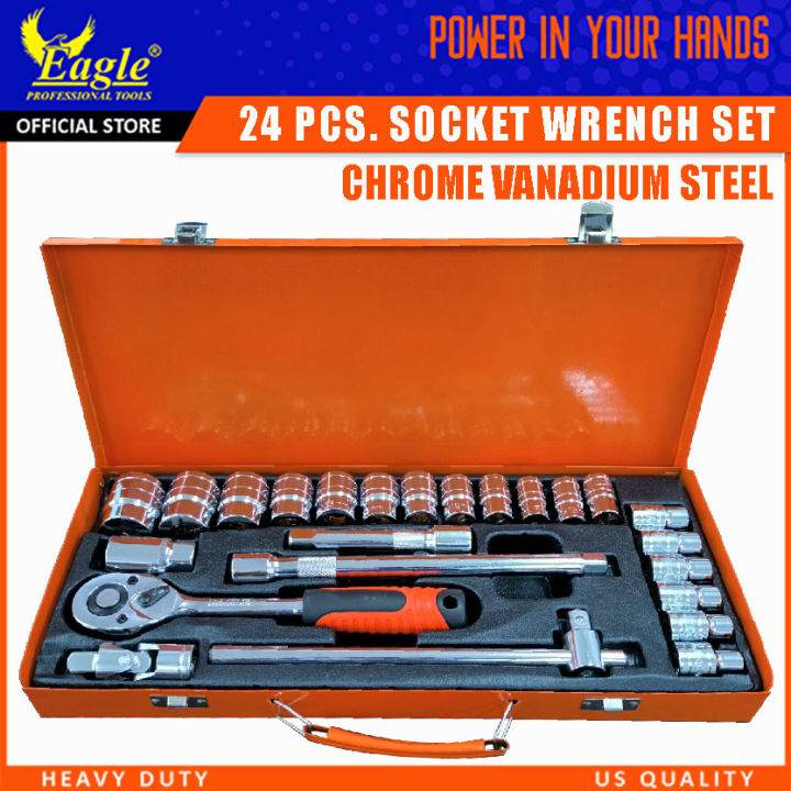 EAGLE 24 Pcs. Socket Wrench Set Cr-V 1/2" Drive | Lazada PH
