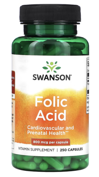 Swanson, Folic Acid, 800 mcg, 250 Capsules | Lazada