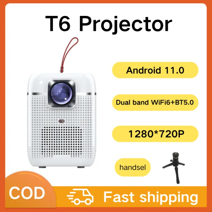 Android 11.0 Portable Projector Ultra HD 1080P LCD Smart Mini Projecter ...