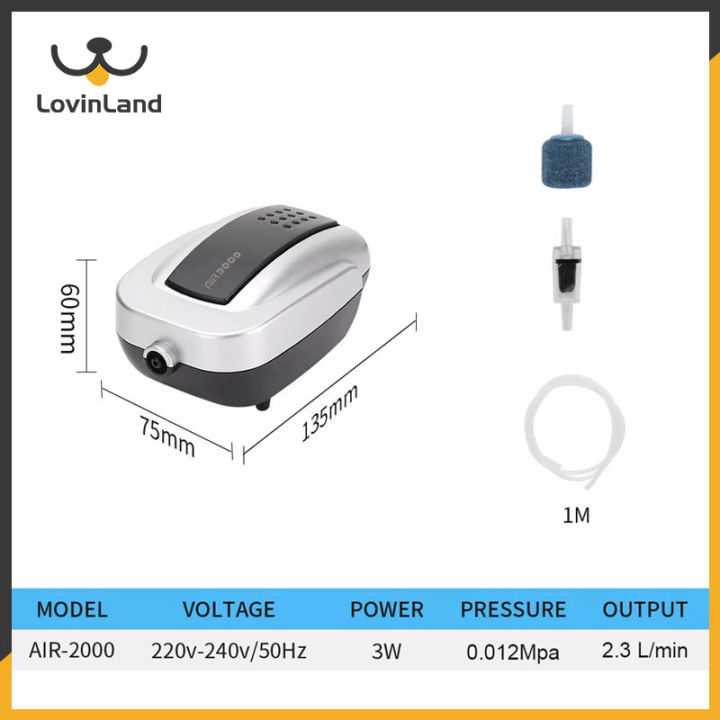 Lovinland （4W / 2 Hole）Aquarium Oxygen Pump Aquarium Aeration Pump Fish Farming Silent Water ...