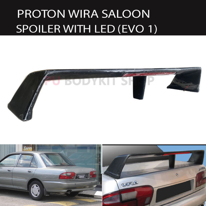 PROTON WIRA SALOON SEDAN REAR SPOILER WITH LED (EVO1) MATERIAL FIBER ...