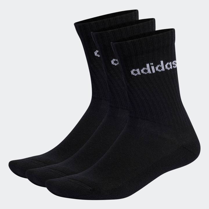 adidas Phong cách sống Bộ 3 Đôi Tất Cao Cổ Linear Có Đệm Unisex Đen ...