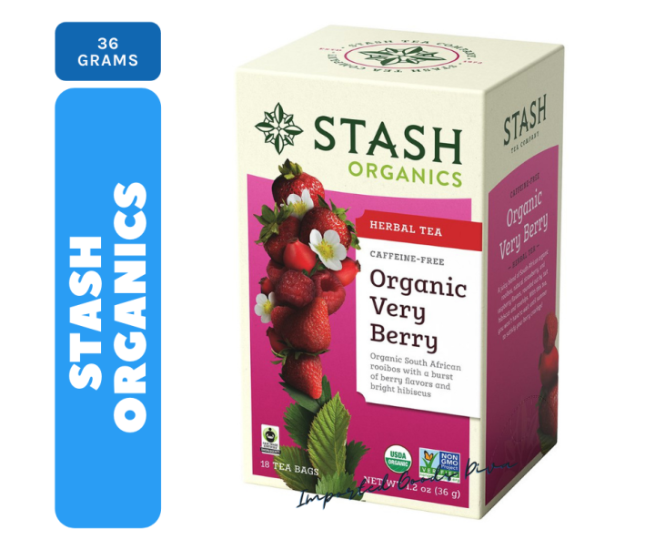 Stash Organic Very Berry Herbal Tea (Caffeine-Free), 18 Count Tea Bags ...