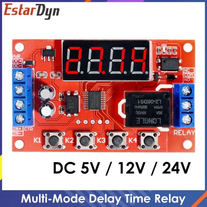DC 5V 12V 24V 10A Adjustable Time Delay Relay Module LED Digital Timming Relay Timer Delay ...
