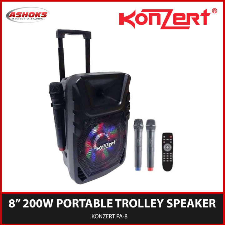 Konzert PA 8 200W Portable Trolley Speaker / Rechargeable Speaker USB ...