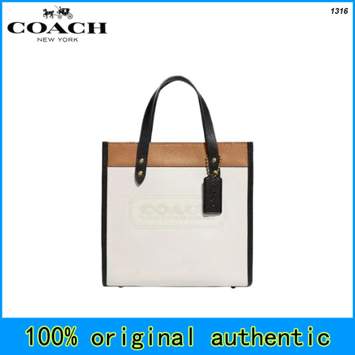 Coach Bag Official Store Original authentic women Tote Bags Field 22 canvas & Leather Tote bag ...