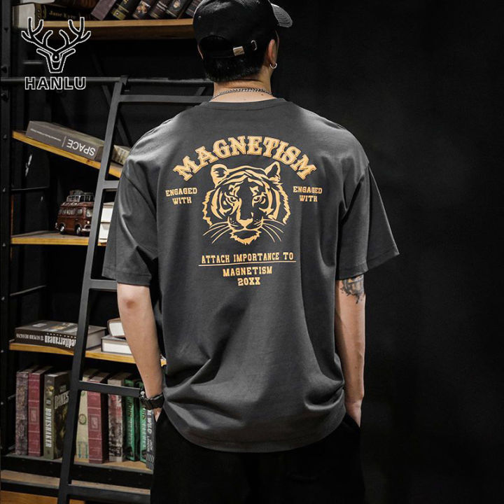 Hanlu คอกลมผู้ชายน้ำหนักเบาระบายอากาศแขนสั้นเสื้อยืดไซส์พิเศษลำลองเสื้อ ...