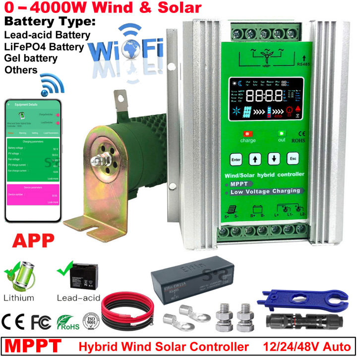 4000W Wind Solar Hybrid Charge Controller with Equalizer, 12V 24V 48V AUTO, MPPT for Solar and ...