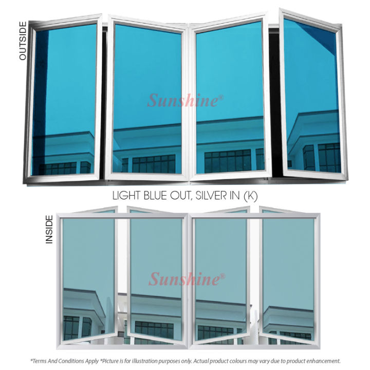 House Tinted Film / Tinted Film Rumah, Light Blue Outside, Silver ...