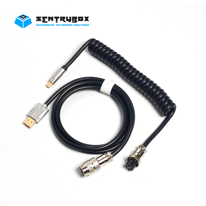 Gx16 Type C to Type A Aviator Connector Coiled PU Cable For Mechanical ...