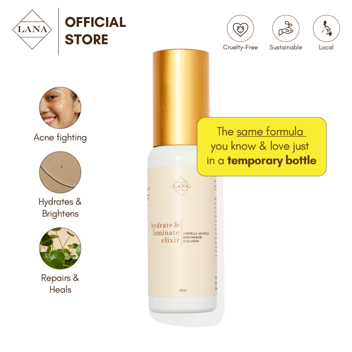 Lana PH Hydrate & Luminate Elixir - Natural Cell Repair Facial Serum with Niacinamide & Centella ...