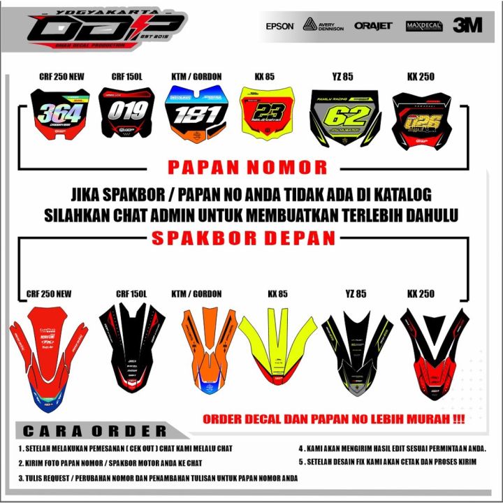 CUSTOM decal dan papan no, spakbor depan belakang | Lazada Indonesia