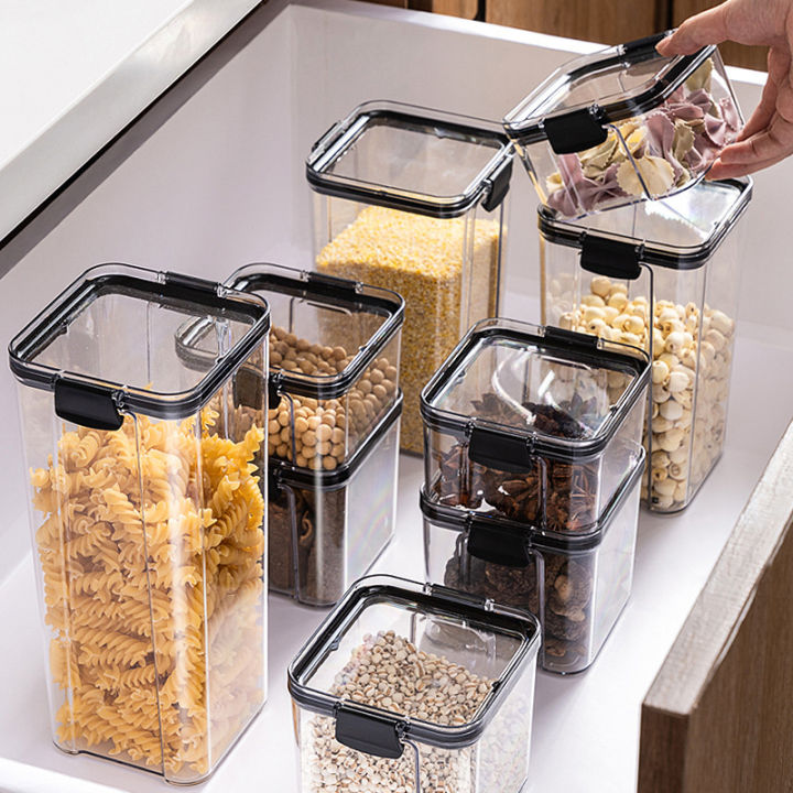 Airtight Sealed Jar Food Storage Box Transparent Plastic Multigrain ...