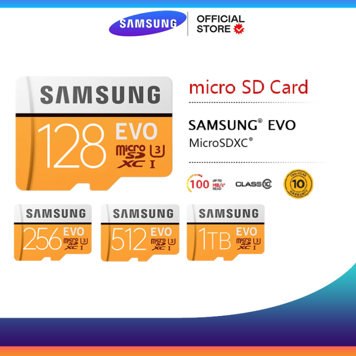 Samsung Evo Micro SDXC 128GB 256GB 512GB 1TB Class 10 U3 Memory Card ...