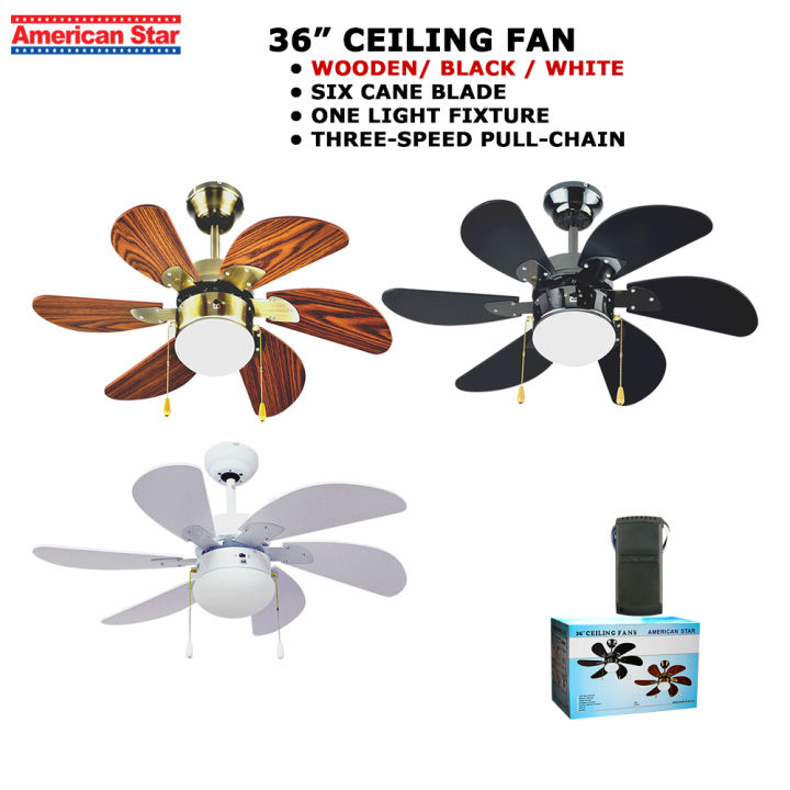 American Star 36 Inches Ceiling Fan Six Can Blade One Light Fixture ...