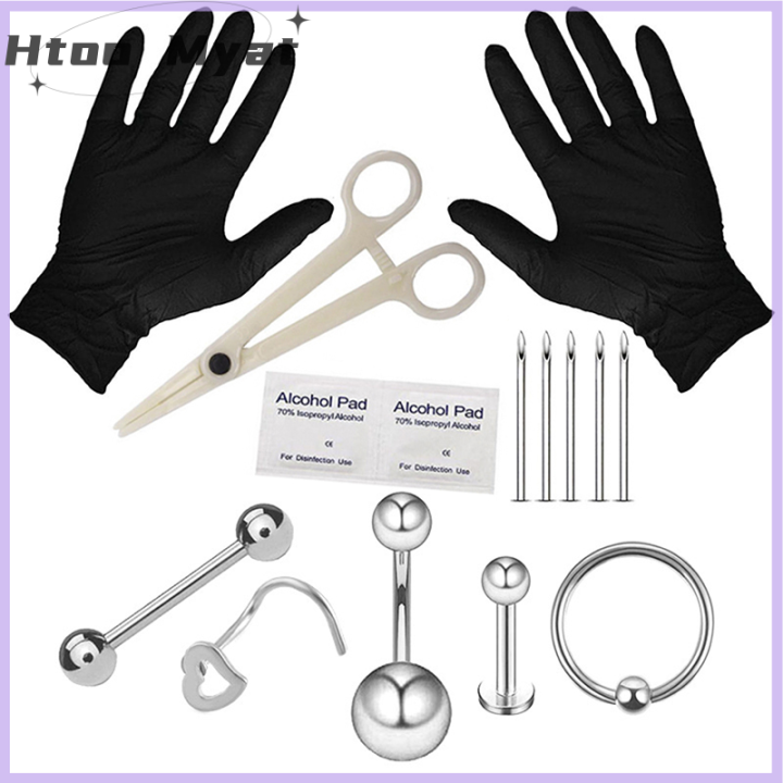 tantuoye Professional Body Piercing Tool Kit Ear Nose Navel Eyebrow Lip ...