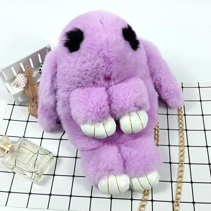 Ladies Cute Cartoon Rabbit Sling Bag Backpack Fluffy Bunny Shoulder Bag ...