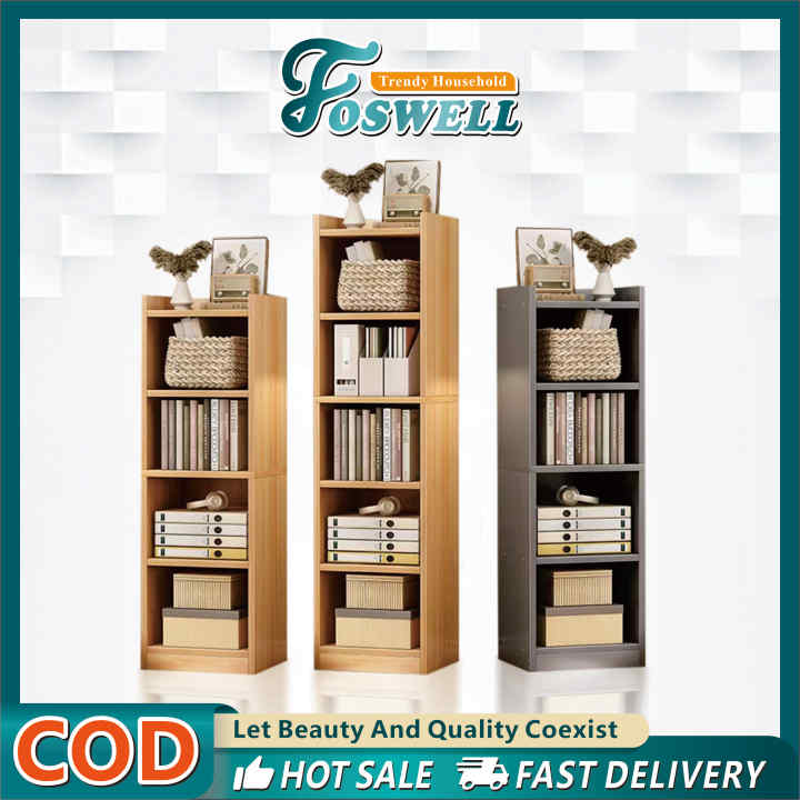 FOSWELL Bookcases Simple Narrow Vertical Cabinets Multi-layer Storage ...