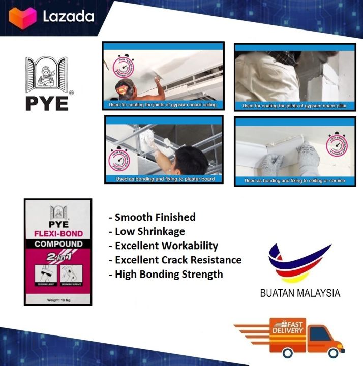 PYE FLEXI BOND COMPOUND 2 IN 1 / Pembaiki cement siling plaster ...