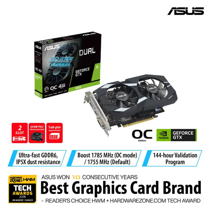 ASUS DUAL GTX 1650 4G EVO OC GDDR6 1650 4GB 128BIT VGA CARD NVIDIA ...