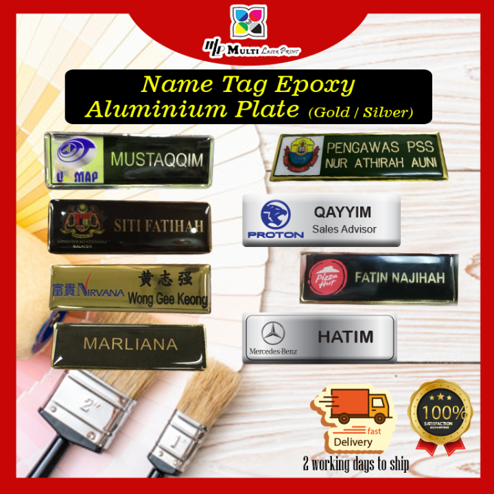 nametag magnet name tag aluminum (gold / silver/white ) ; name tag penjawat Awam, Pengawai ...